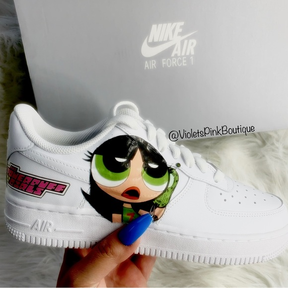 Nike | Shoes | Womens Custom Buttercup Powerpuff Girls Air Force One ...